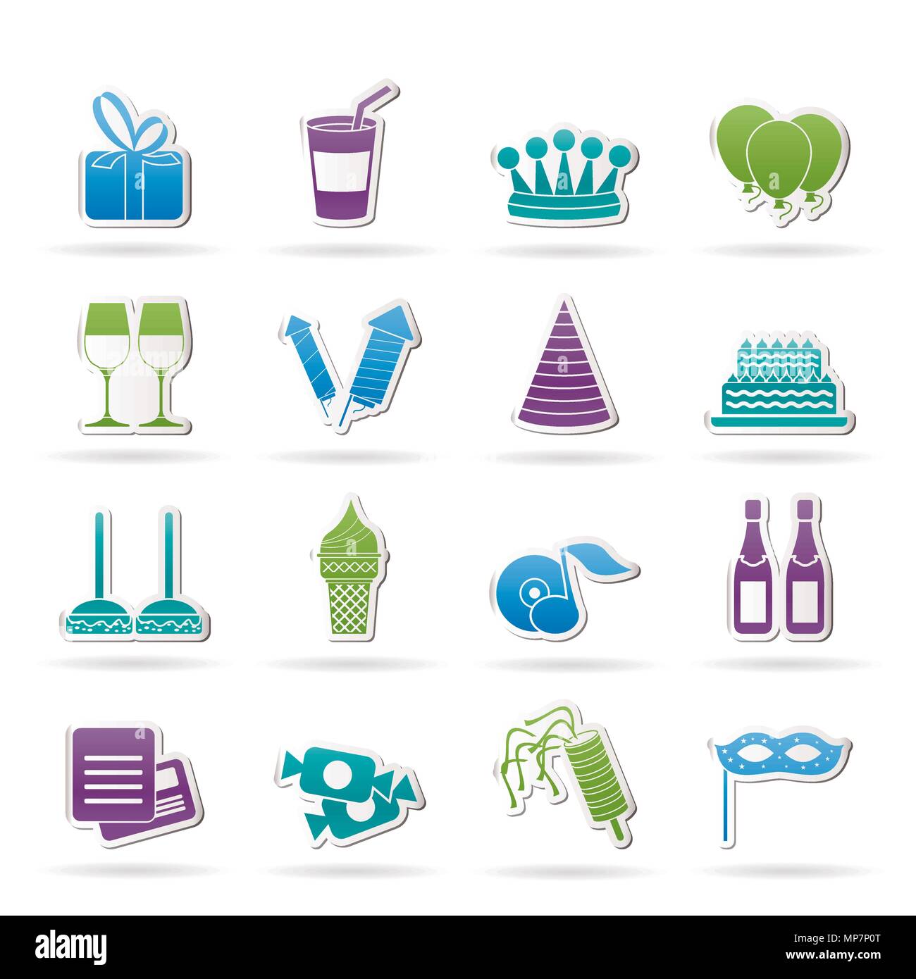 Geburtstag und Party Symbole - Vektor Icon Set Stock-Vektorgrafik - Alamy