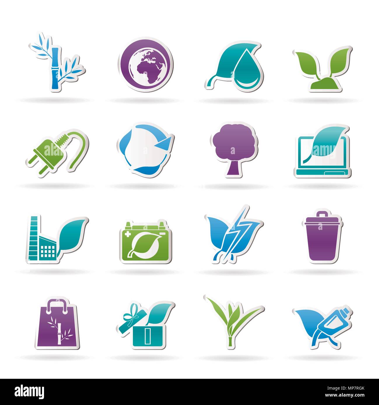 Umwelt und Naturschutz Symbole - Vektor Icon Set Stock-Vektorgrafik - Alamy