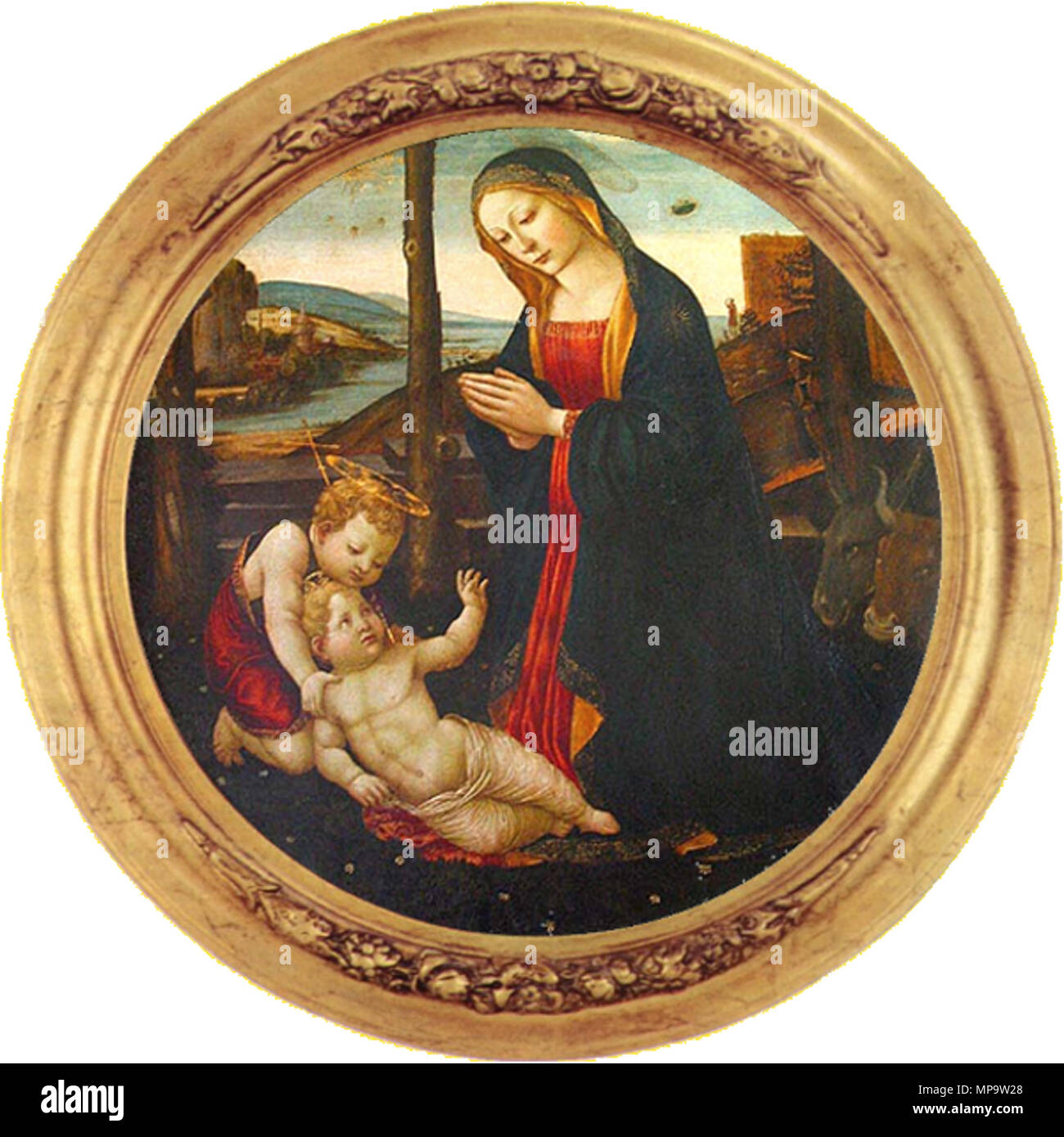 Italienisch: Madonna Col Bambino e San Giovannino Giovannino die Madonna mit Heiligen aus dem 15 ...