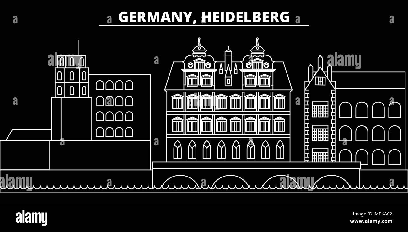 Heidelberg silhouette Skyline. Deutschland - Heidelberg vektor Stadt ...