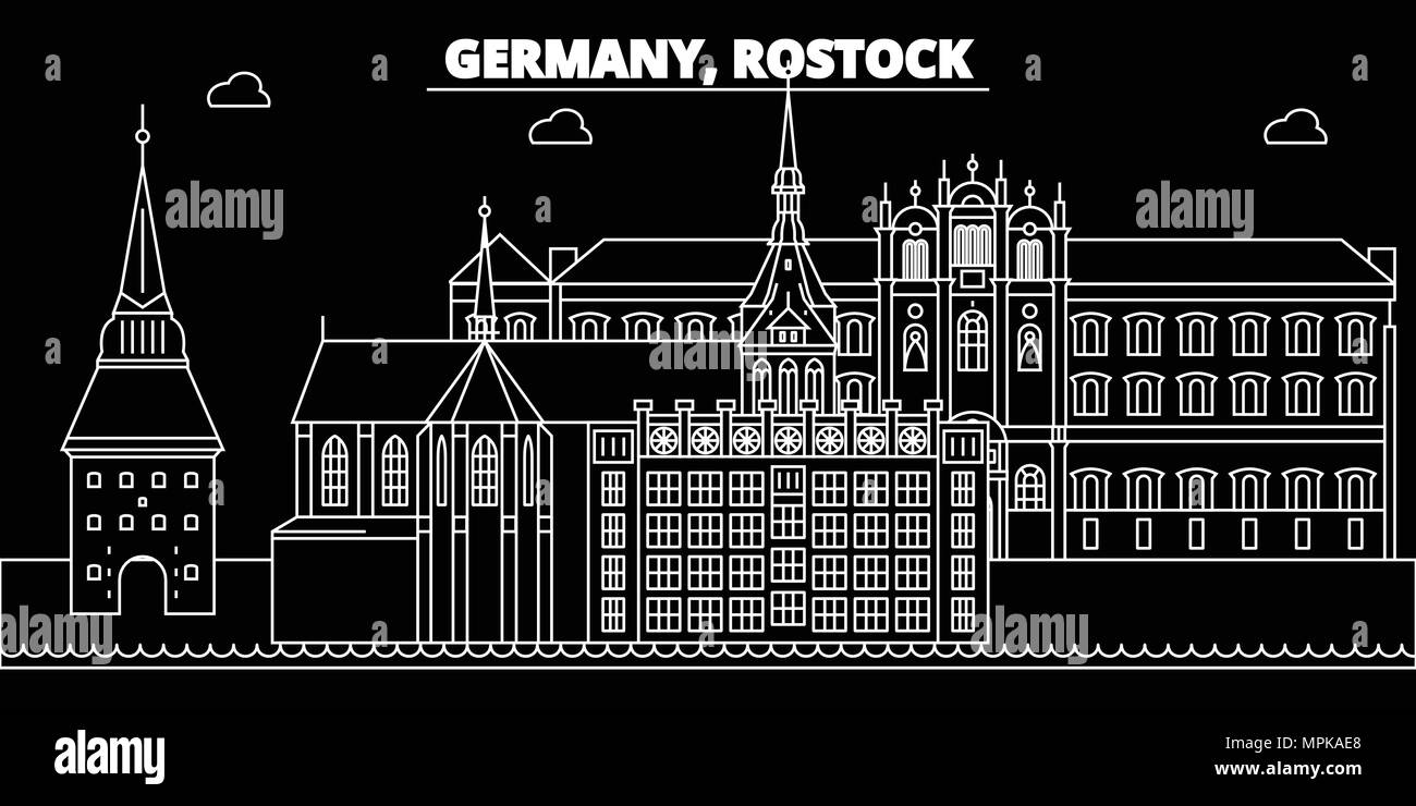 Rostock silhouette Skyline. Deutschland - Rostock vektor Stadt ...