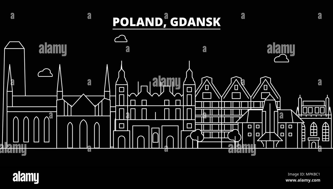 Danzig silhouette Skyline. Polen - Danzig vektor Stadt, polnische ...