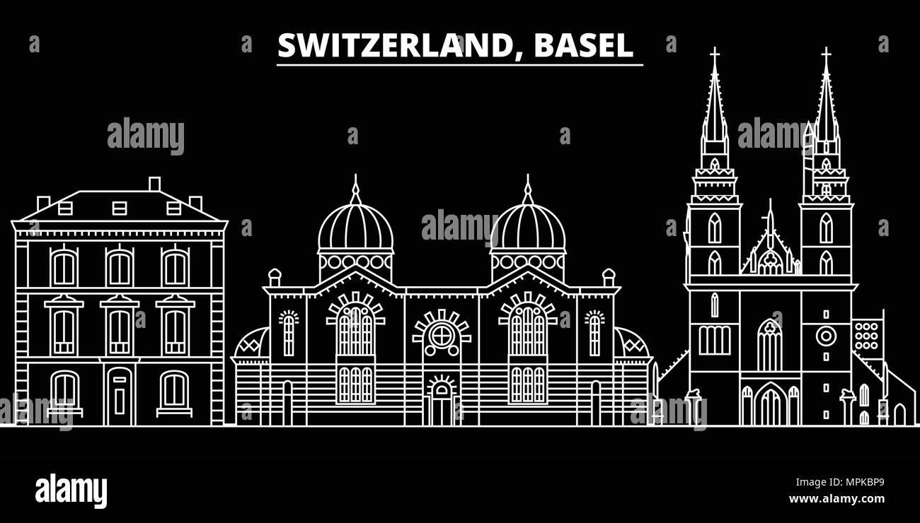 Basel silhouette Skyline. Schweiz - Basel vektor Stadt, Schweizer ...
