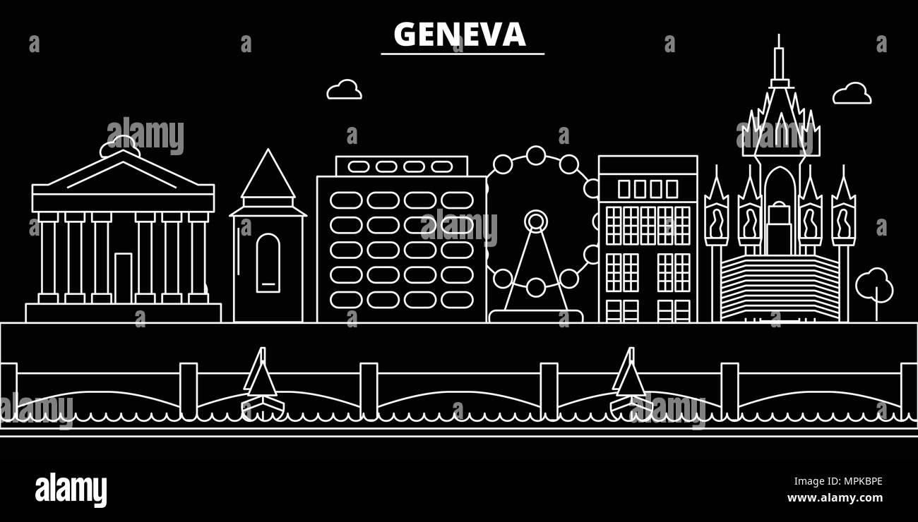 Genf silhouette Skyline. Schweiz - Genf vektor Stadt, Schweizer ...