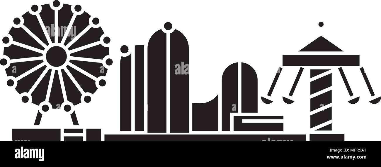 Freizeitpark schwarze Symbol, Vector Illustration. Amusement Park ...