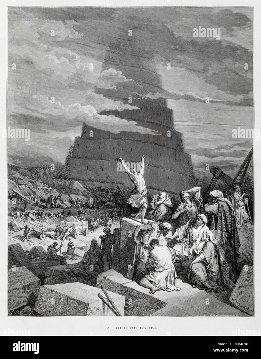 Der Turm zu Babel, Illustration aus der Dore Bibel 1866. In 1866 wurde ...