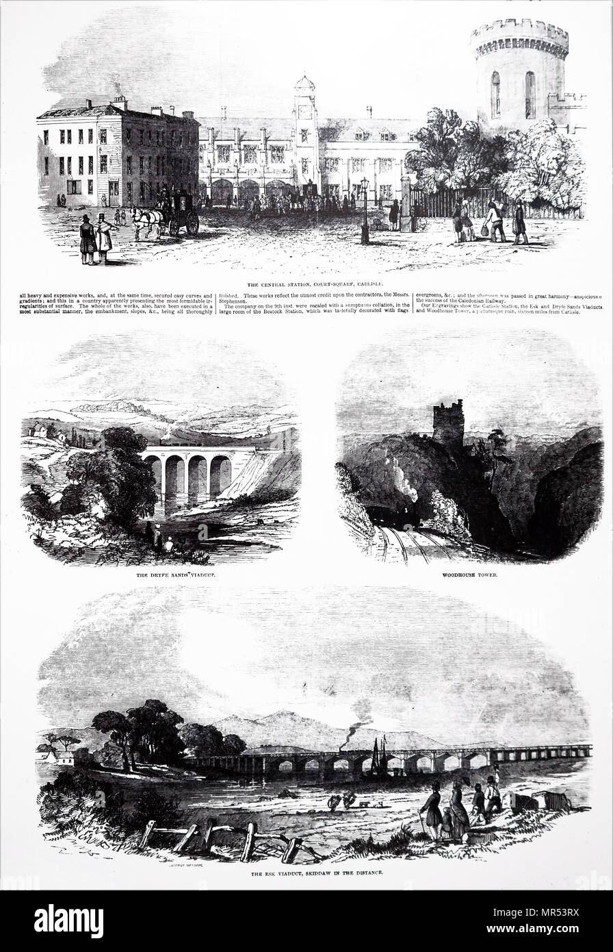 Abbildungen, die die Öffnung der Caledonian Railway - die Ingenieure ...