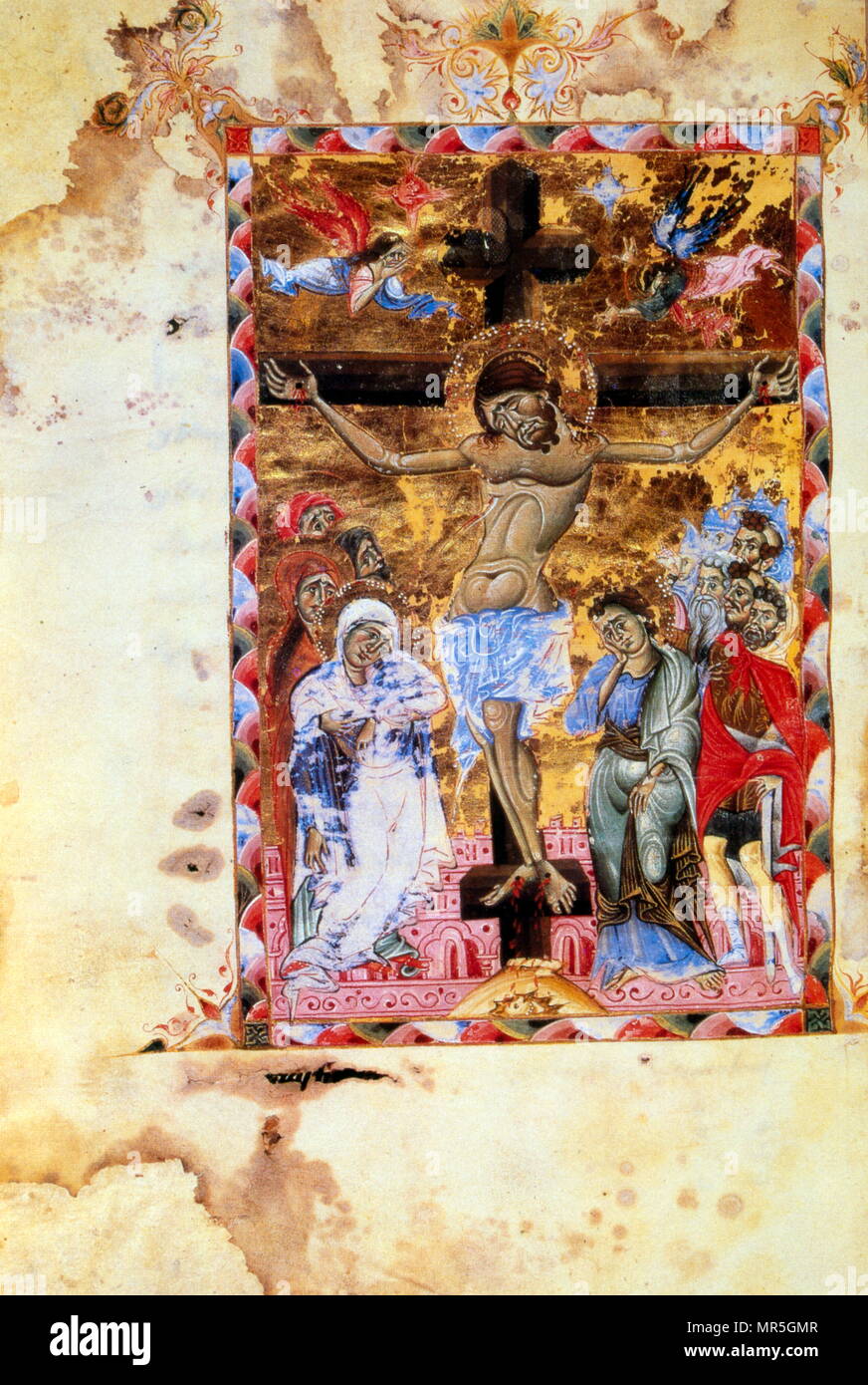 Die Kreuzigung. Aus einem beleuchteten aus dem 13. Jahrhundert, armenische Handschrift, von ...