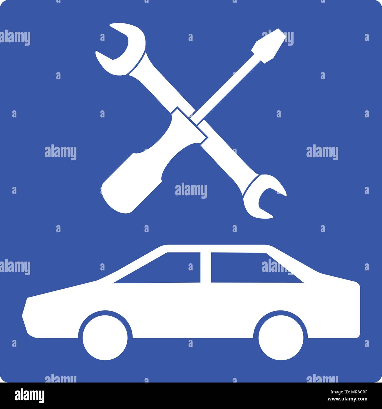 Blaue Auto Reparatur Symbol zeichen Vector Illustration Stock ...