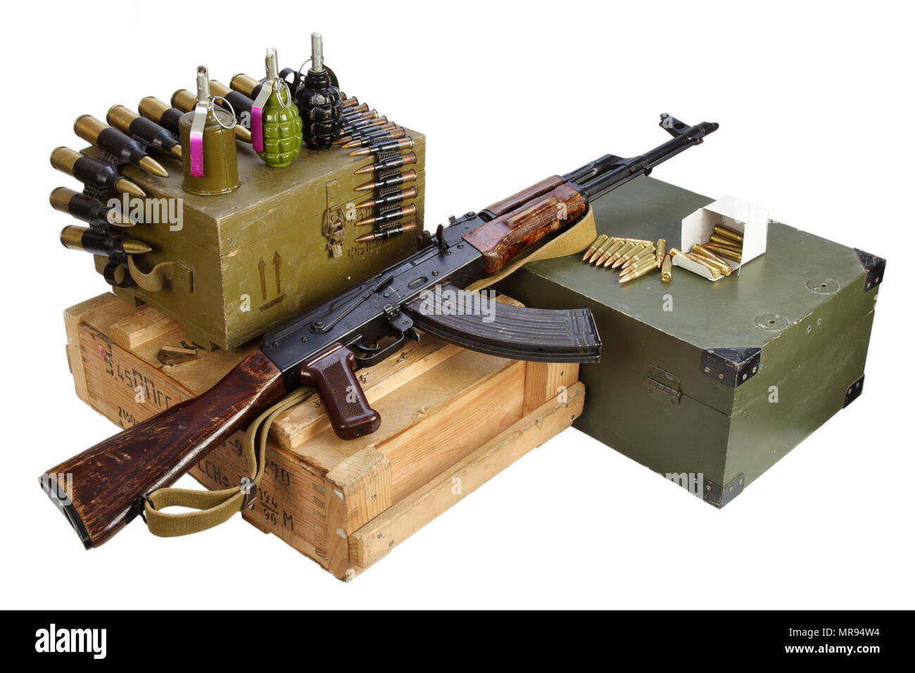 Armee, der Munition mit AK Waffe und Munition getrennt Stockfotografie ...