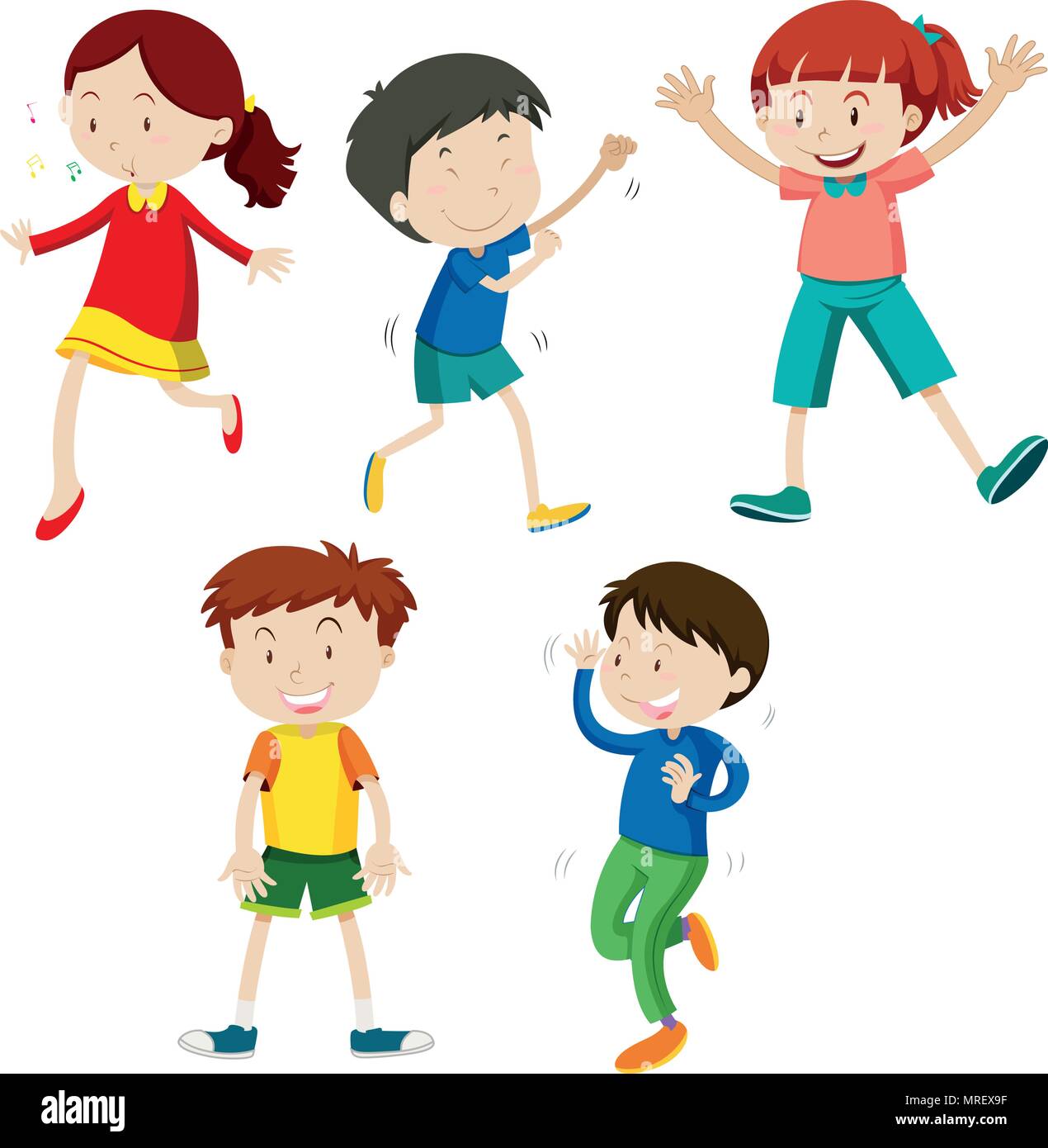 Eine Reihe von Kinder tanzen Abbildung Stock-Vektorgrafik - Alamy