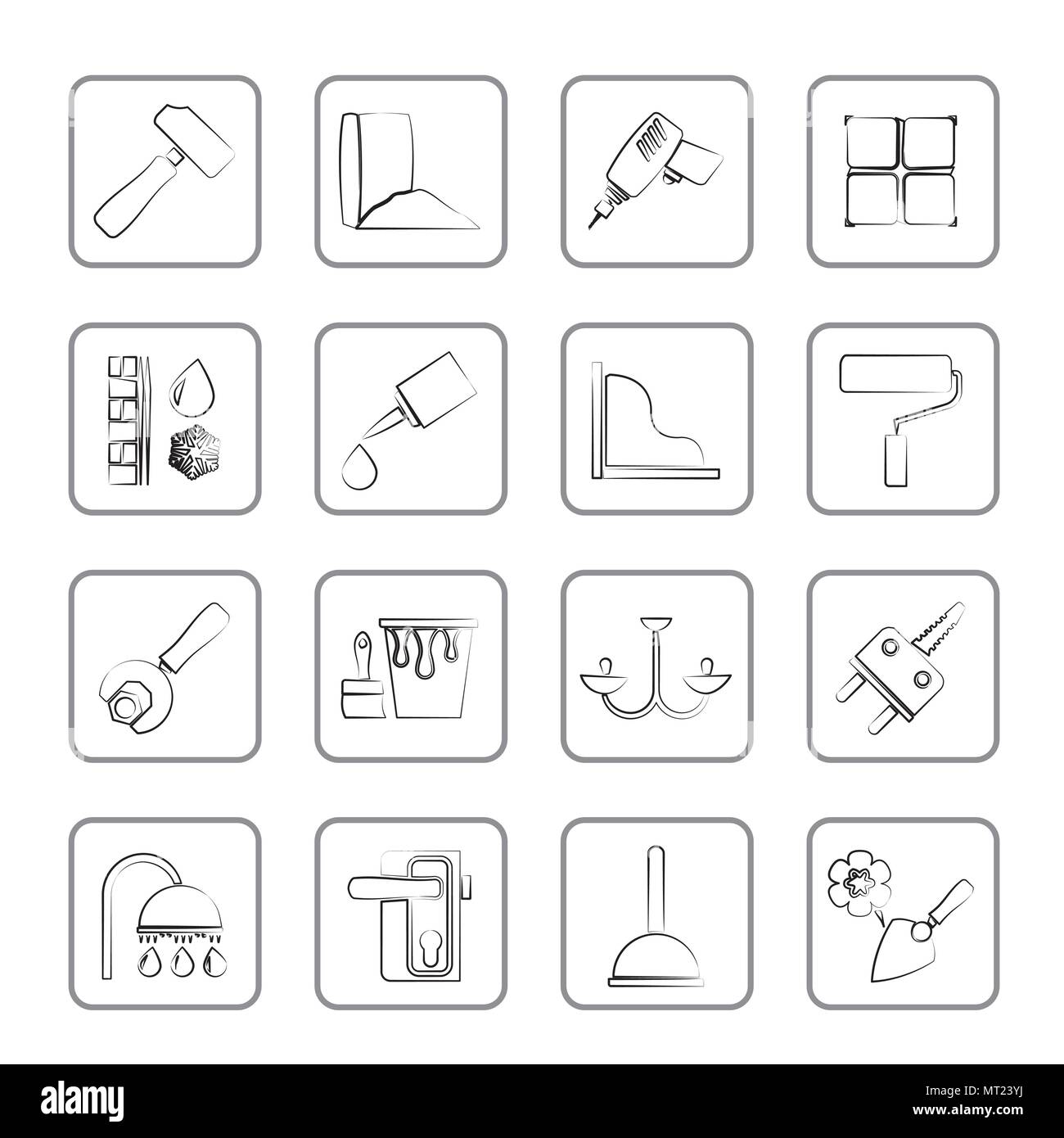 Bau- und Gebäudetechnik Symbole - Vektor Icon Set 1 Stock-Vektorgrafik ...