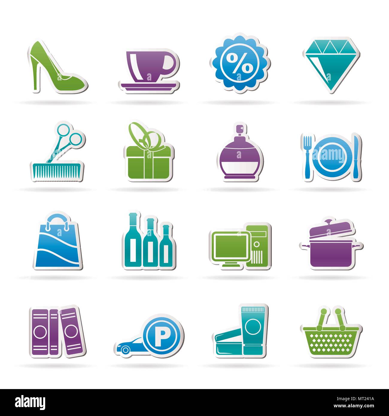 Shopping Mall und Symbole - Vektor Icon Set Stock-Vektorgrafik - Alamy