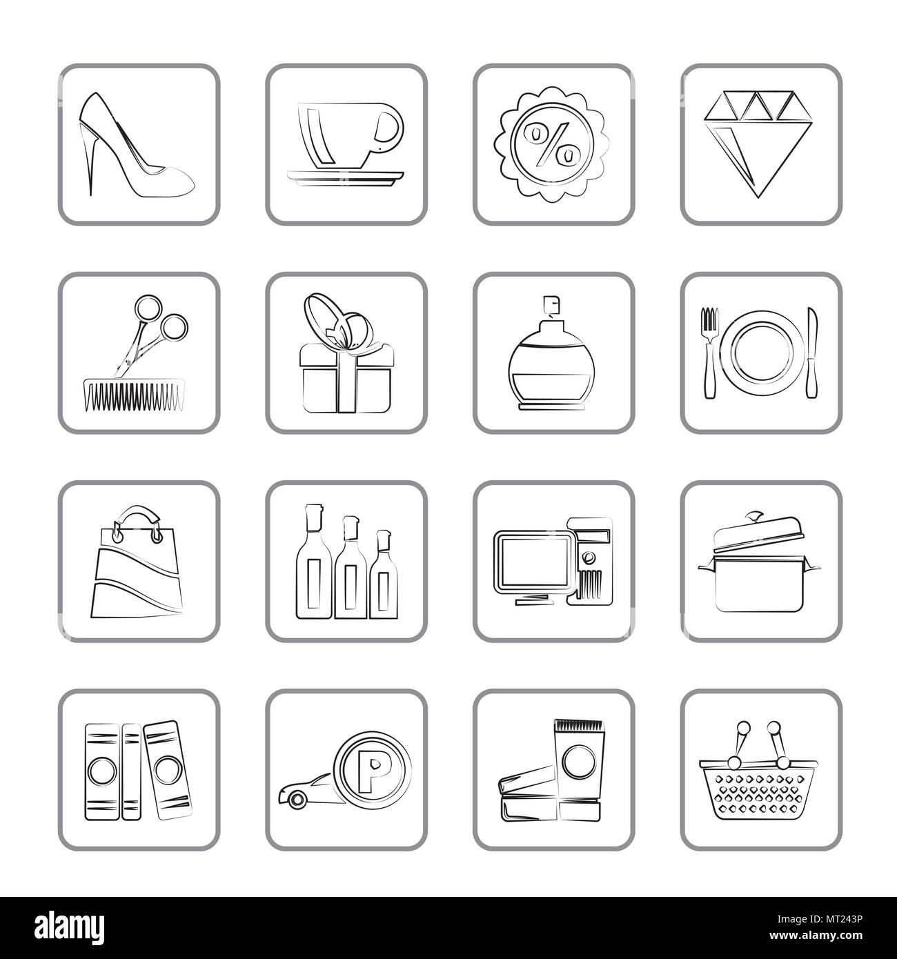 Shopping Mall und Symbole - Vektor Icon Set Stock-Vektorgrafik - Alamy