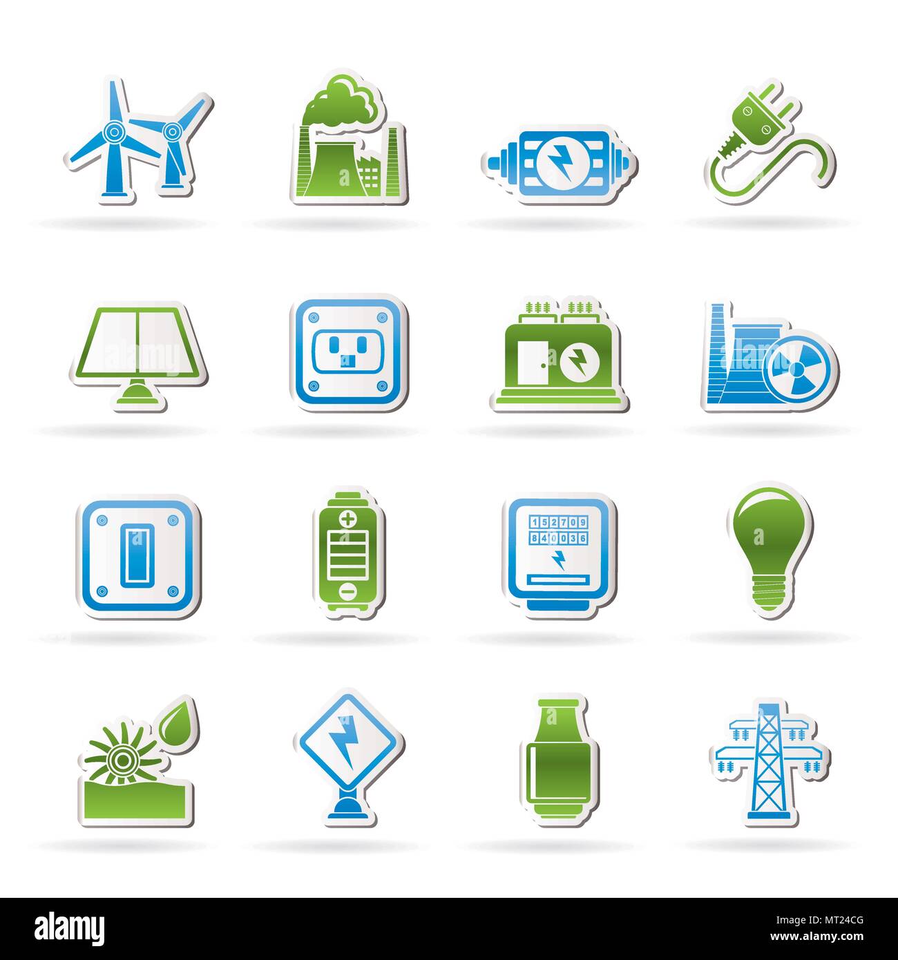 Strom, Leistung und Energie Symbole - Vektor Icon Set Stock ...
