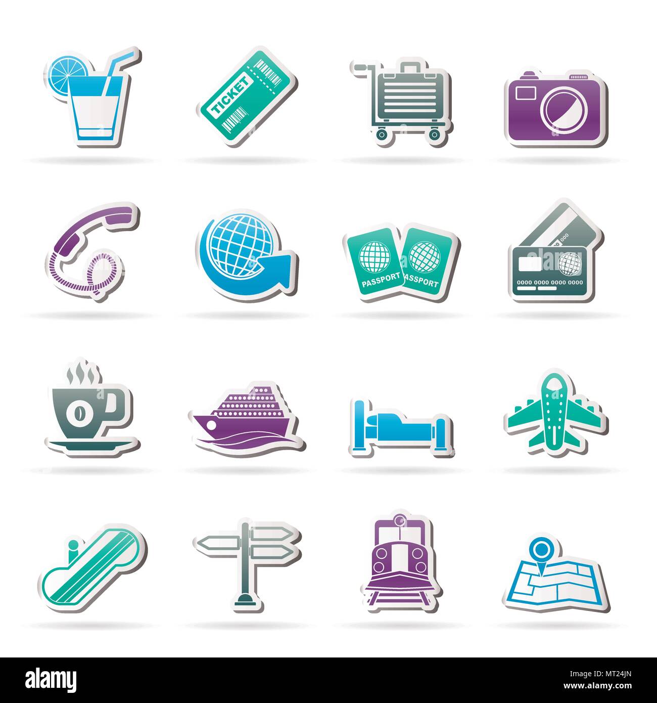 Reisen und Ferien Symbole - Vektor Icon Set Stock-Vektorgrafik - Alamy