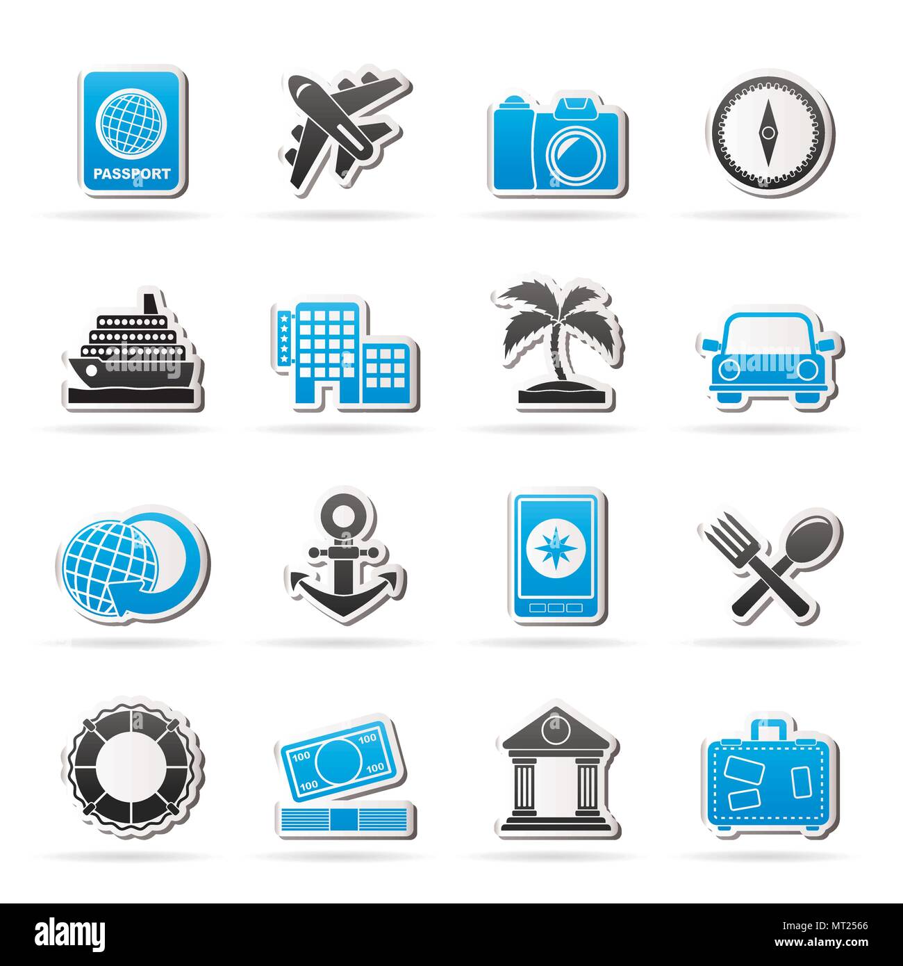 Tourismus und Reisen Symbole - Vektor Icon Set Stock-Vektorgrafik - Alamy