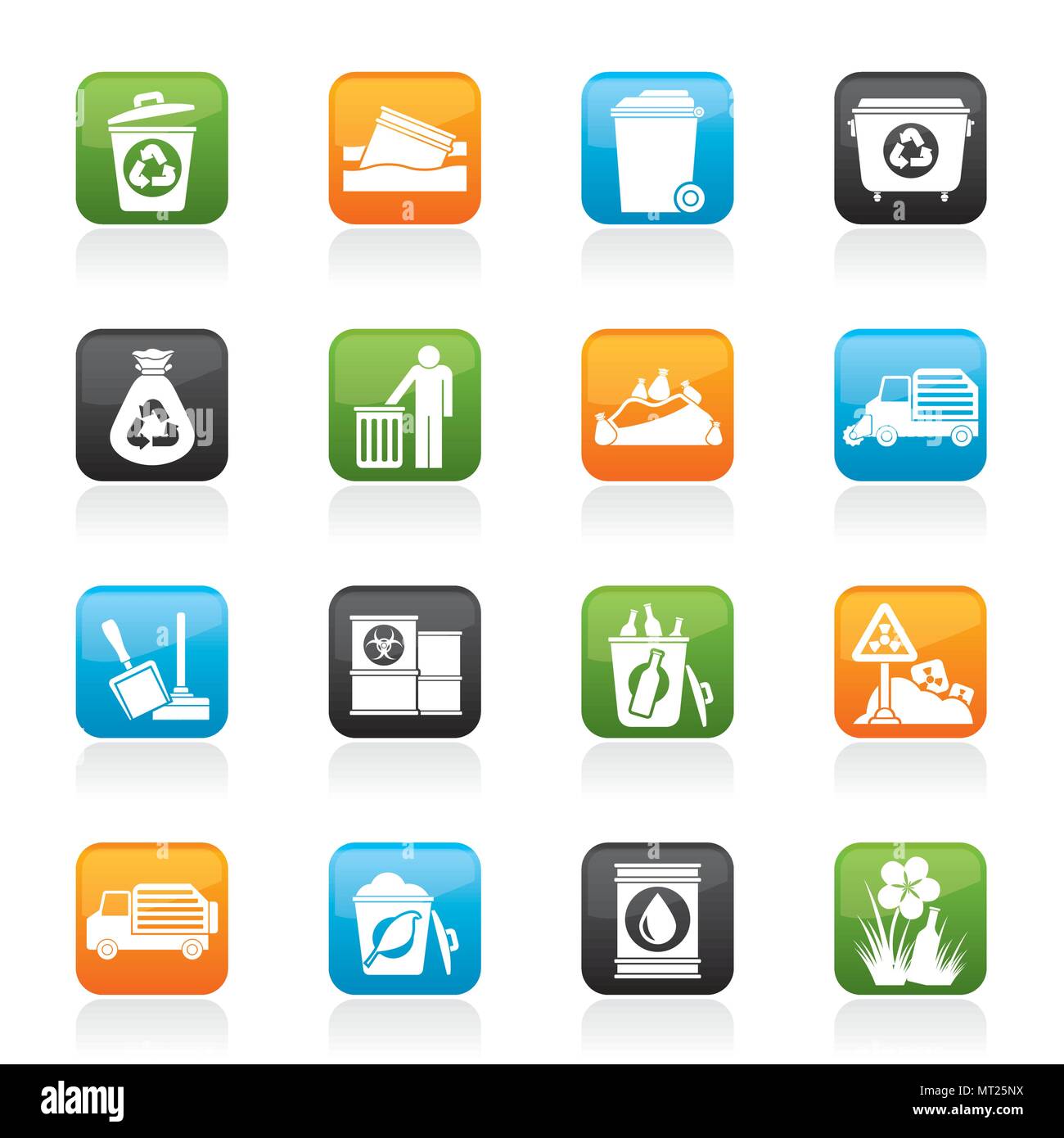 Müll und Abfall Symbole - Vektor Icon Set Stock-Vektorgrafik - Alamy
