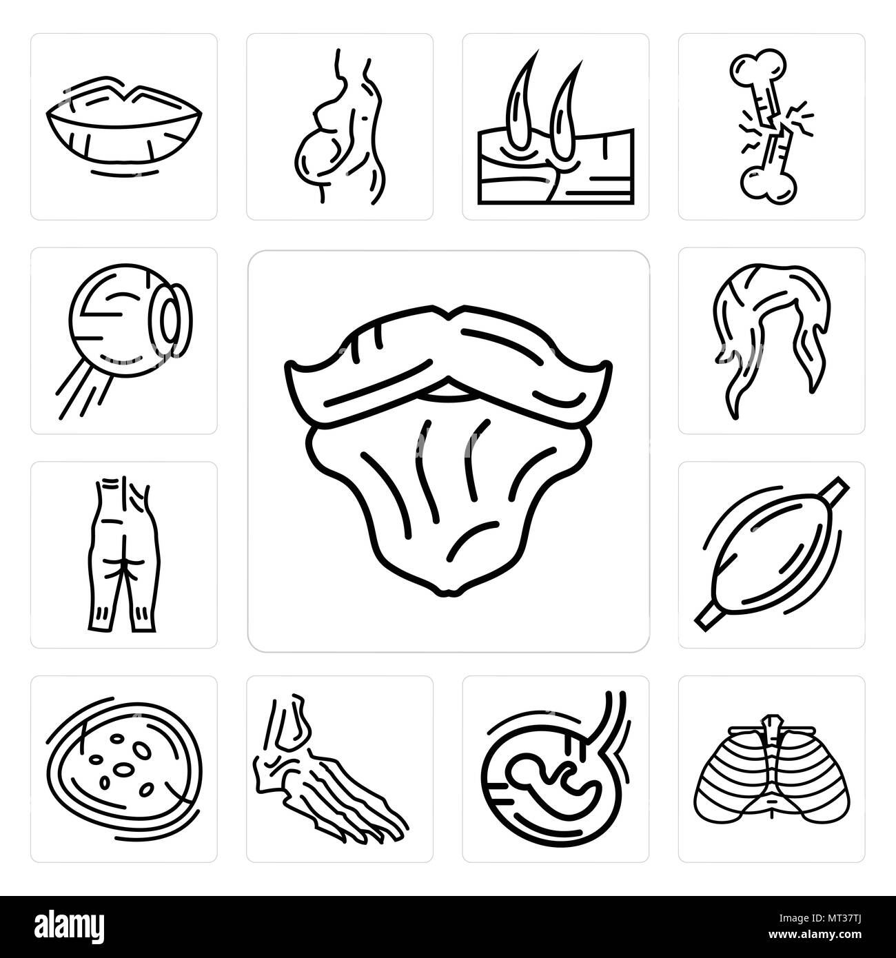 Satz von 13 Einfache editierbare Ikonen wie Männer Bart, menschlichen ...