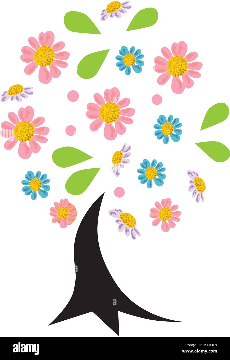 Frühling Blumen Baum, logo-Element. Aquarell Wirkung Stock-Vektorgrafik ...
