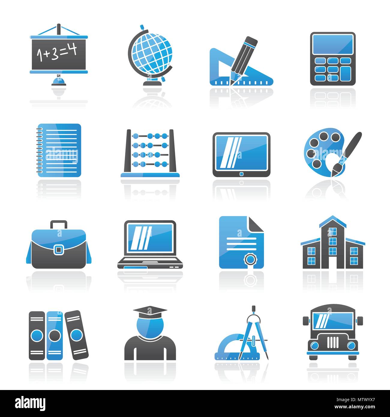 Schule und Ausbildung Symbole - Vektor Icon Set Stock-Vektorgrafik - Alamy