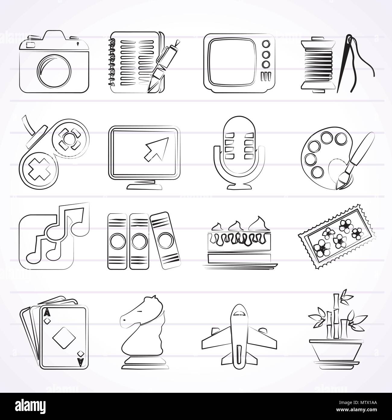 Hobby und Freizeit Symbole - Vektor Icon Set Stock-Vektorgrafik - Alamy