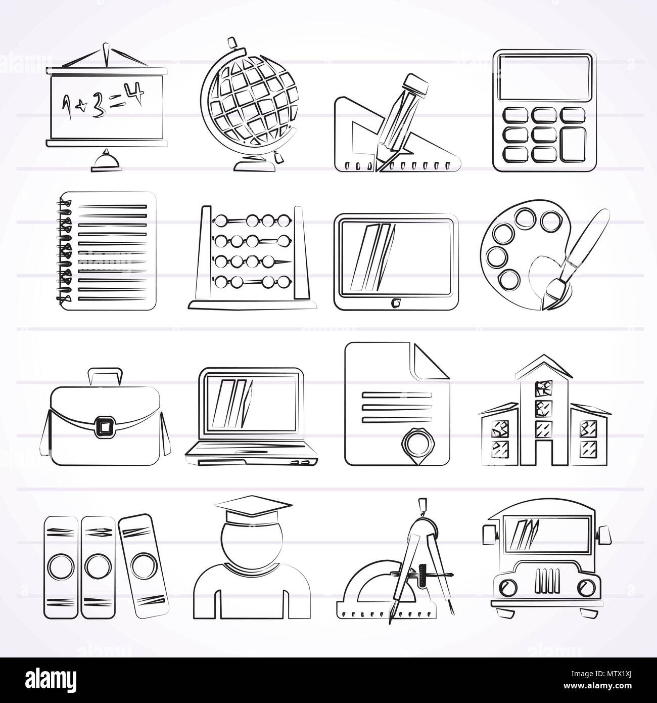 Schule und Ausbildung Symbole - Vektor Icon Set Stock-Vektorgrafik - Alamy