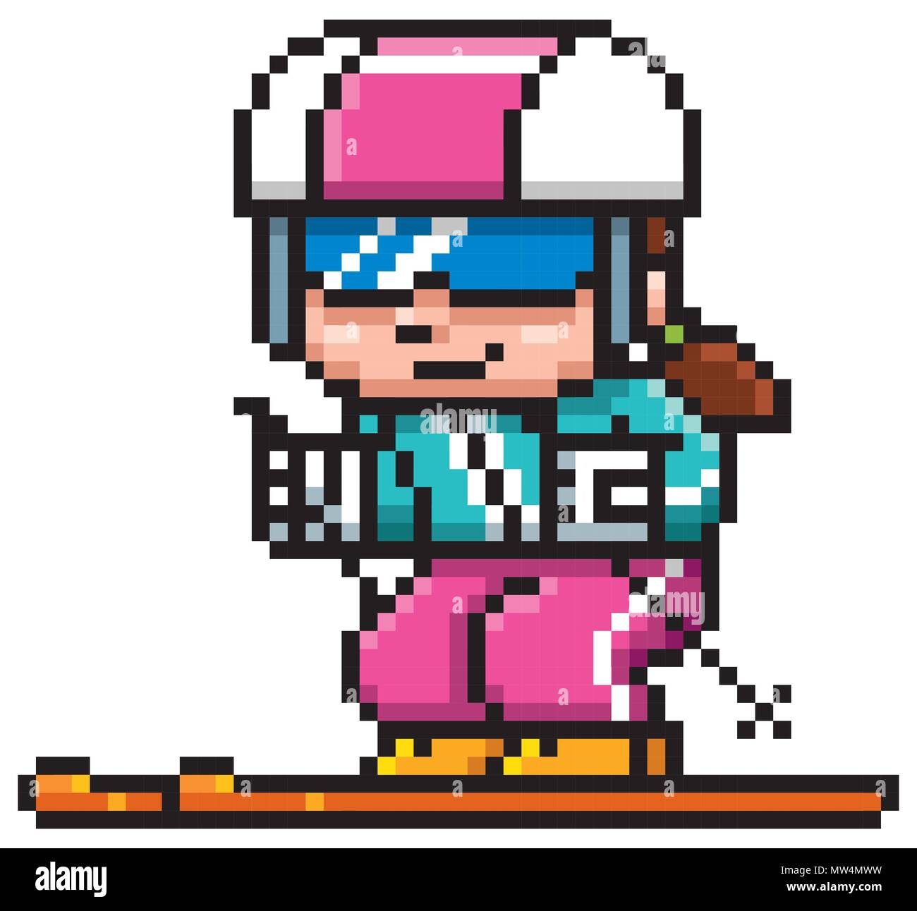 Vector Illustration von Cartoon Skifahrer player-Pixel-Design Stock ...