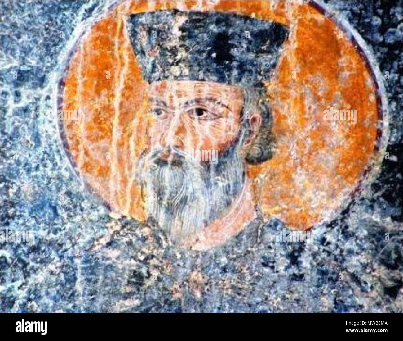 . Englisch: David VI von Georgien, ein Fresko aus dem Kloster Gelati ...