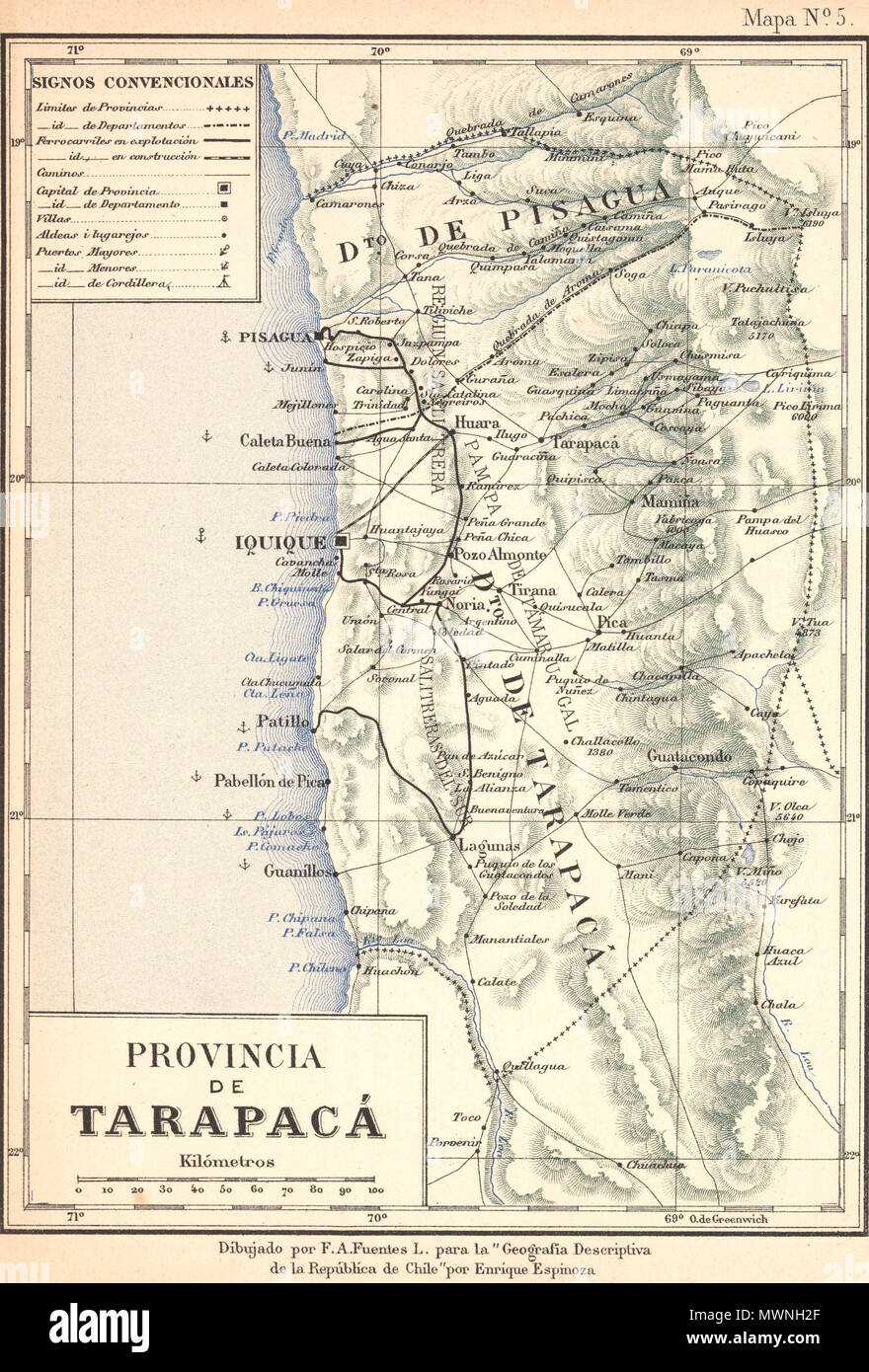 . Mapa de la antigua Provincia de Tarapacá, tatsächliche antecesora de ...