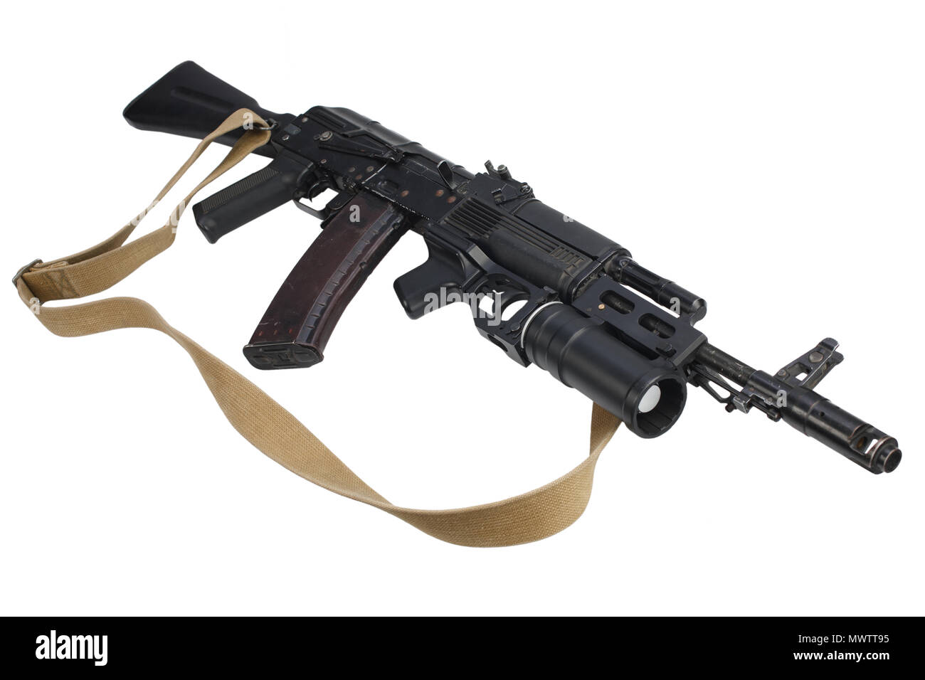 Moderne Kalaschnikow AK 74 M Sturmgewehr mit underbarrel Granatwerfer ...
