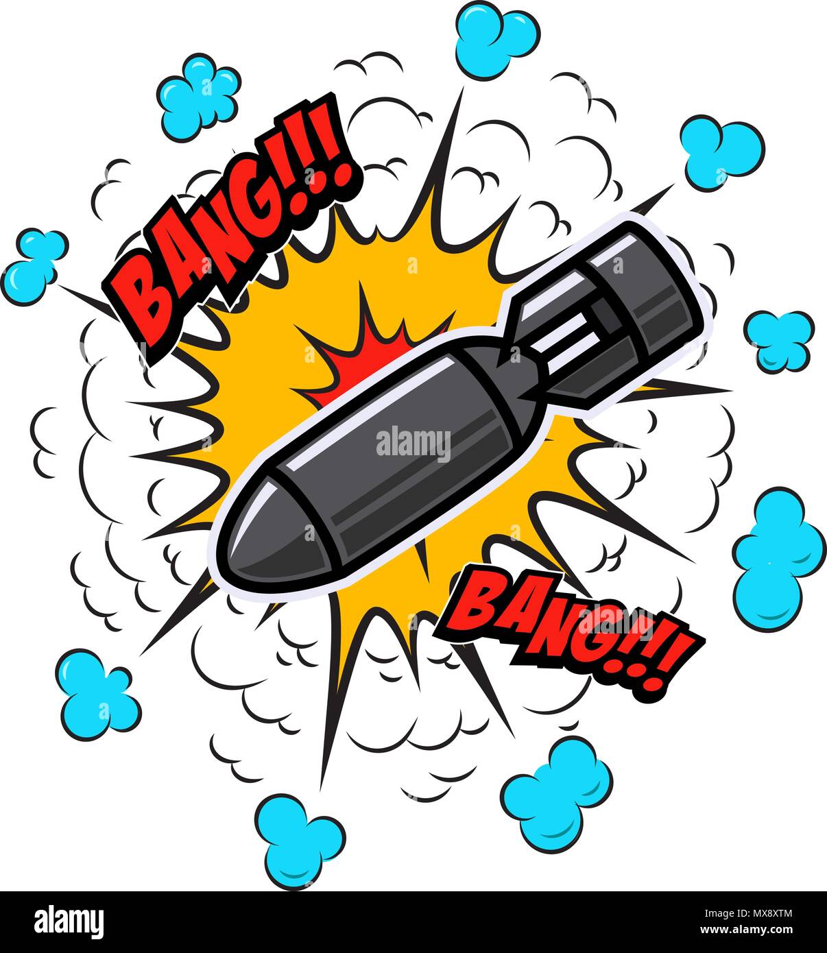 Pop Art Comic Stil Explosion mit Bombe. Design Element für Poster ...
