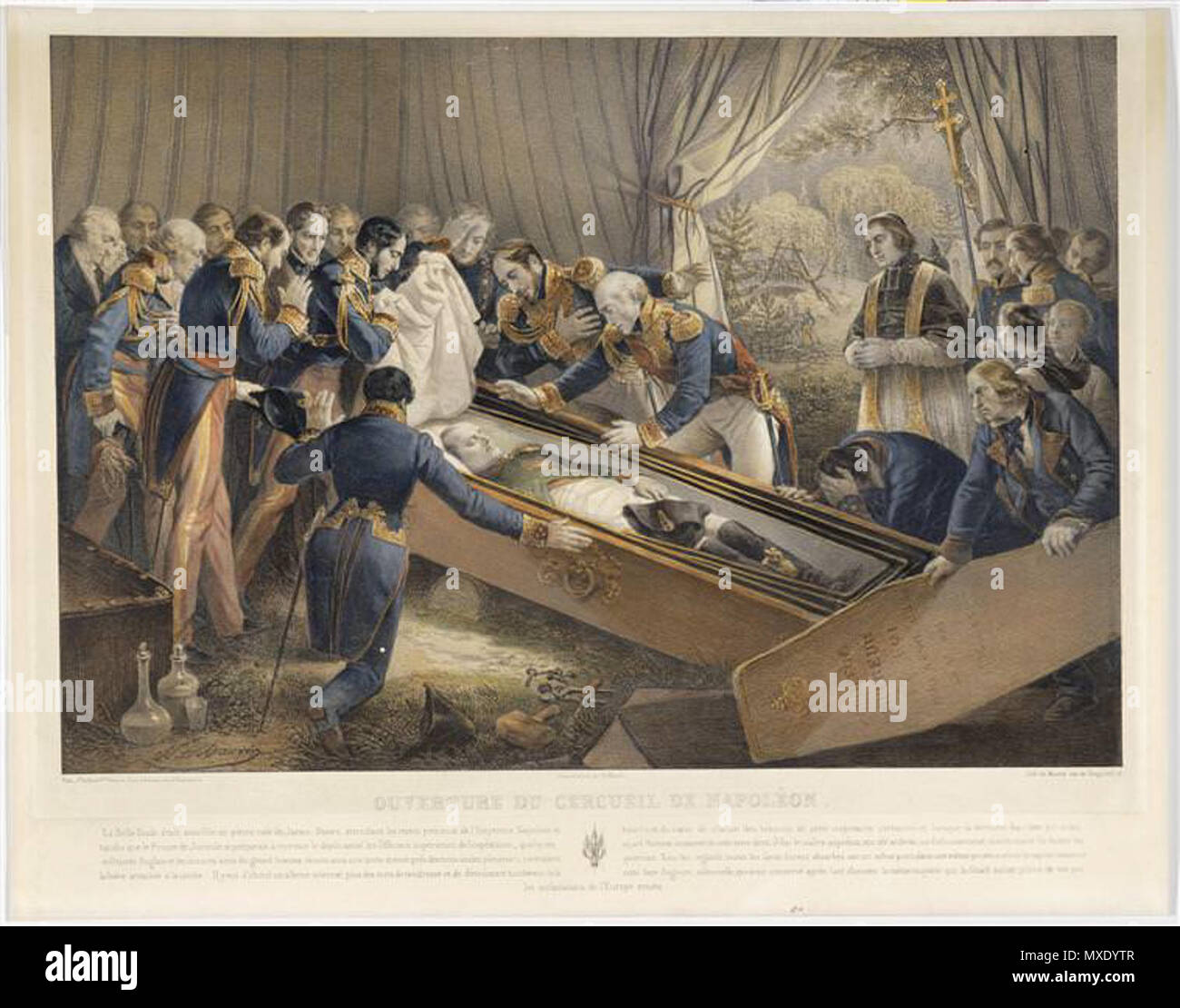 . Die Öffnung von Napoleons Sarg auf St. Helena im Oktober 1840, durch ...