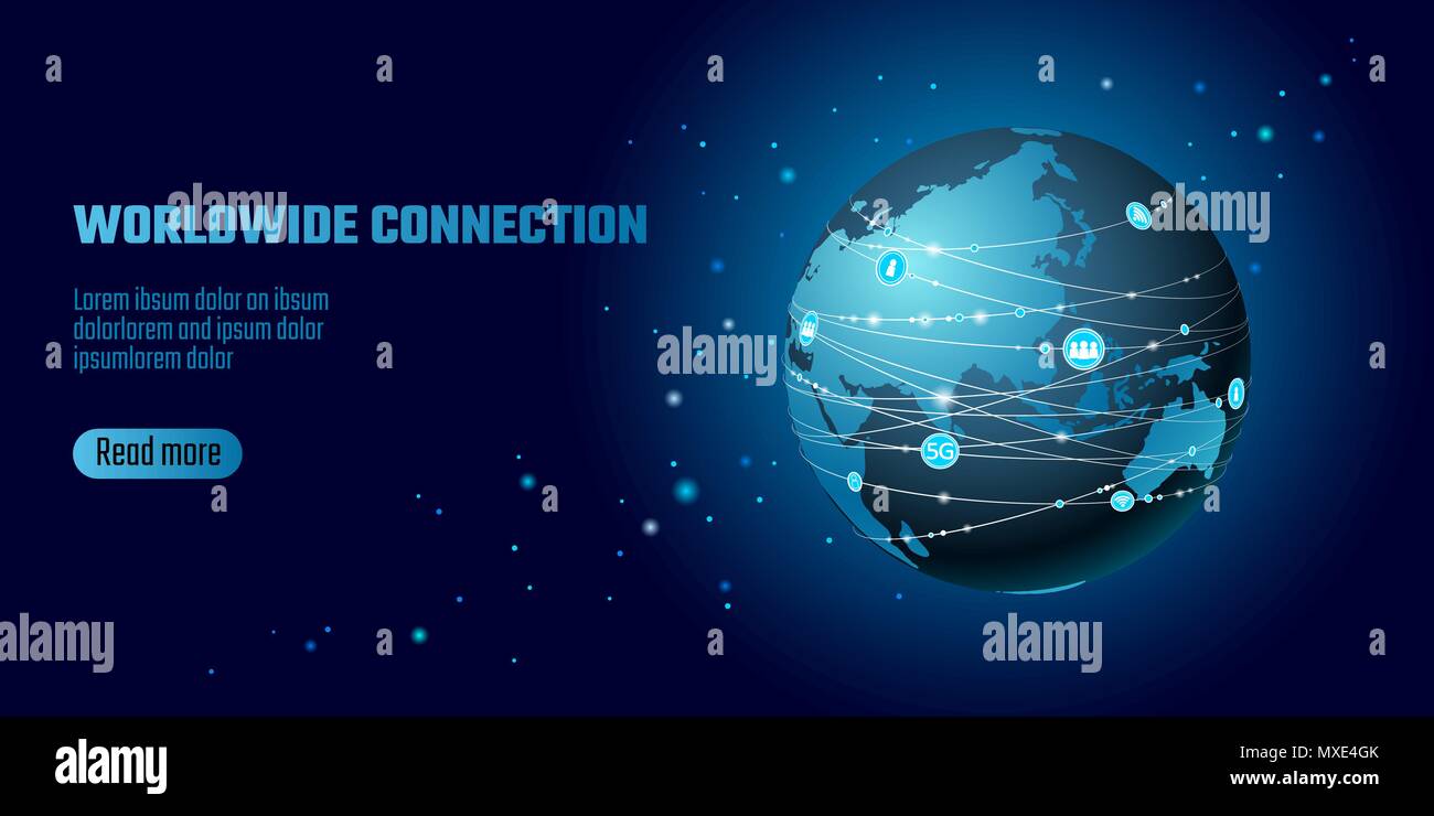 Globales Netzwerk Verbindung. Weltkarte Asien kontinent Point Line ...