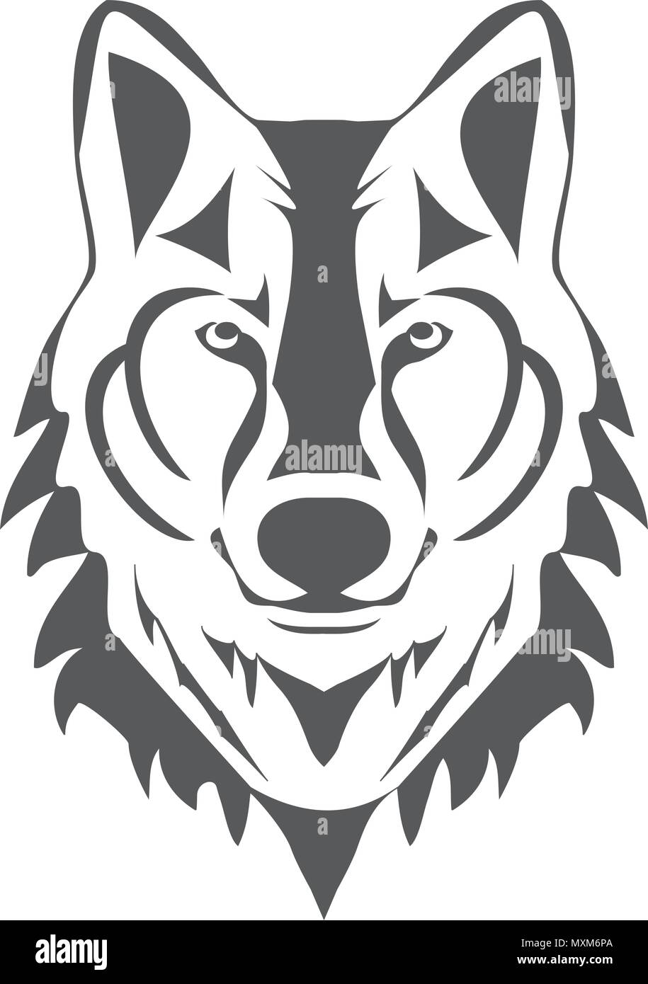 Vector Illustration eines Wolfskopf Silhouette Stock-Vektorgrafik - Alamy