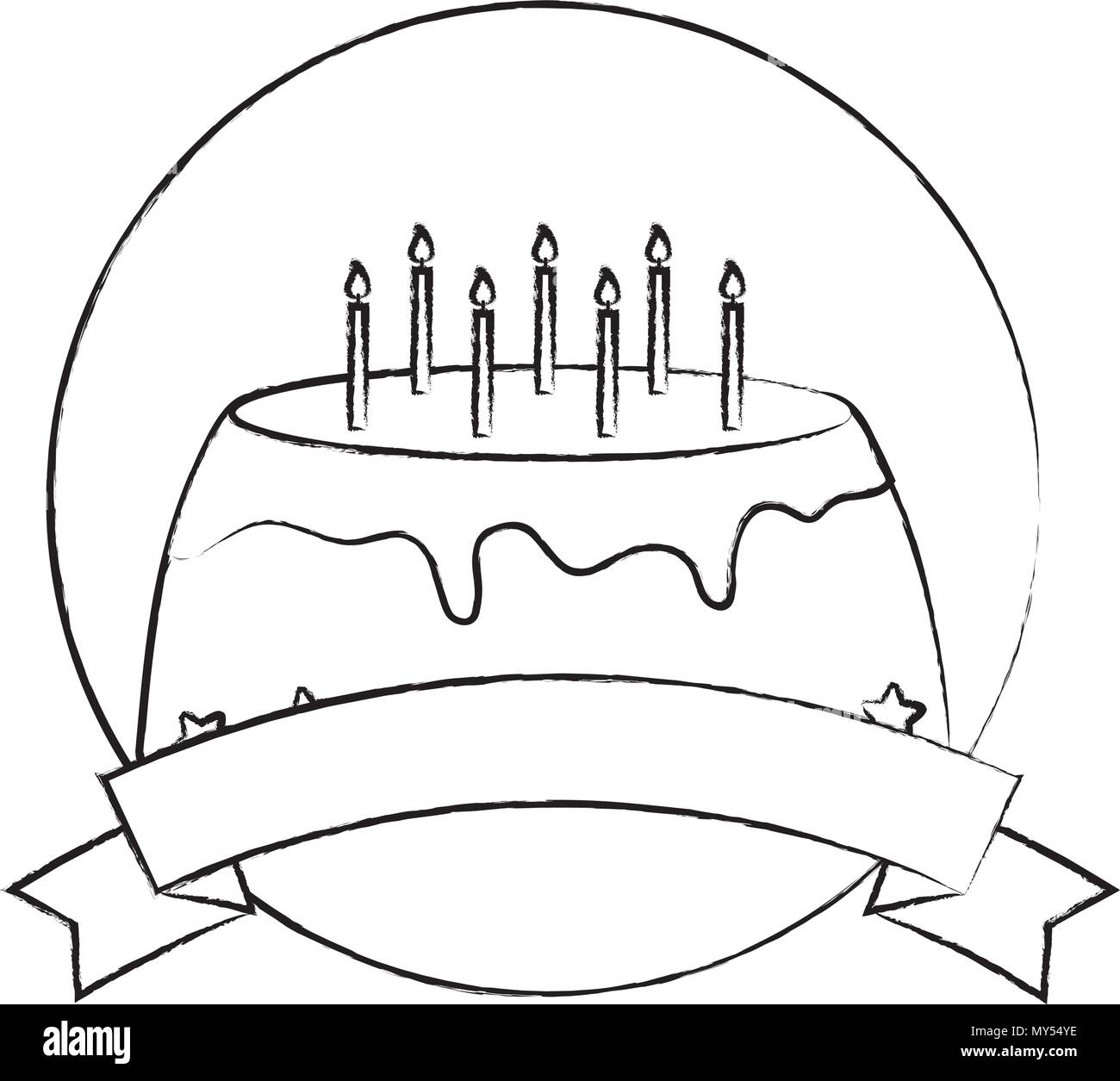 Emblem mit süßer Kuchen Symbol auf weißem Hintergrund, Vector ...