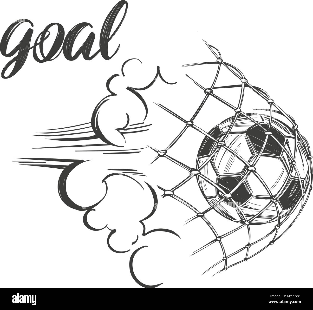 Fußball, Fußball, Sport Spiel, Emblem, Hand gezeichnet Vektor ...