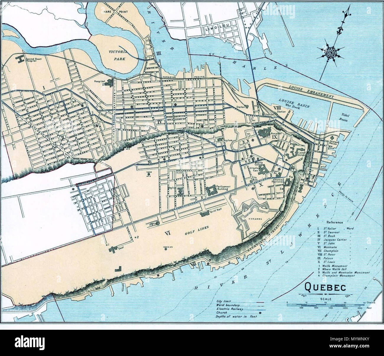 . English: Stadtplan von Quebec, Kanada aus dem Jahre 1906 Englisch ...