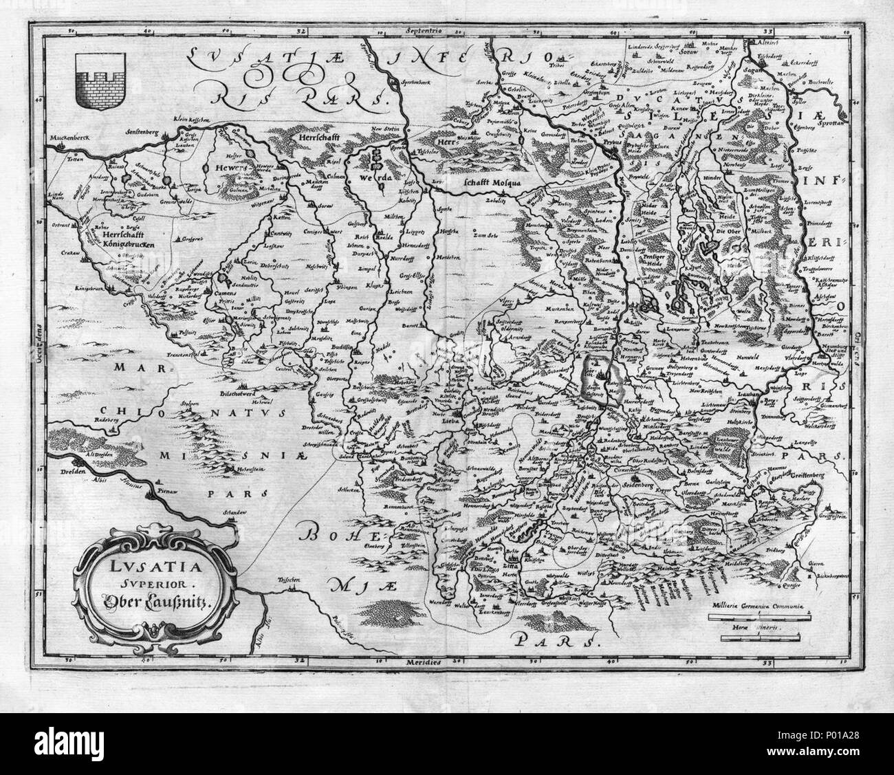 . Deutsch: Karte der Oberlausitz", "heute Sachsen und Brandenburg ...