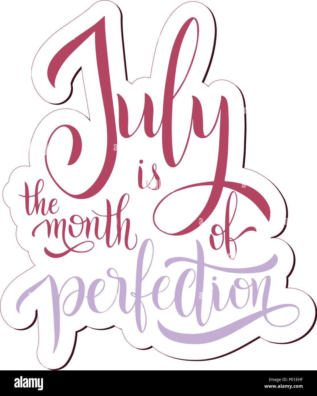 Der Juli ist der Monat der Perfektion. Hallo Juli Schriftzug. Elemente ...