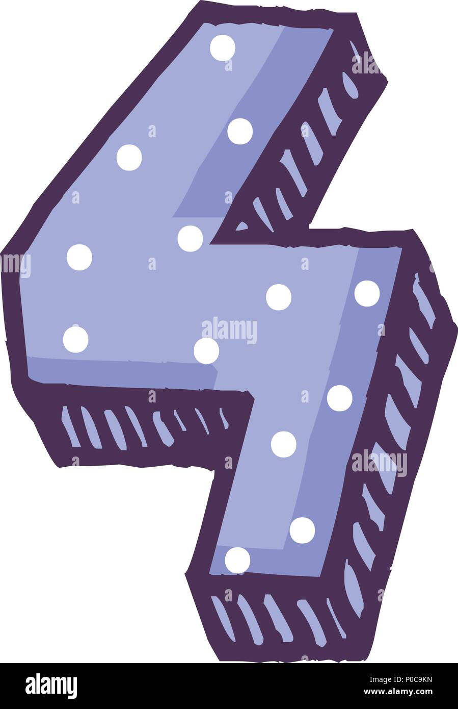 Bunte Nummer vier Symbol auf weißem Hintergrund, Vector Illustration ...