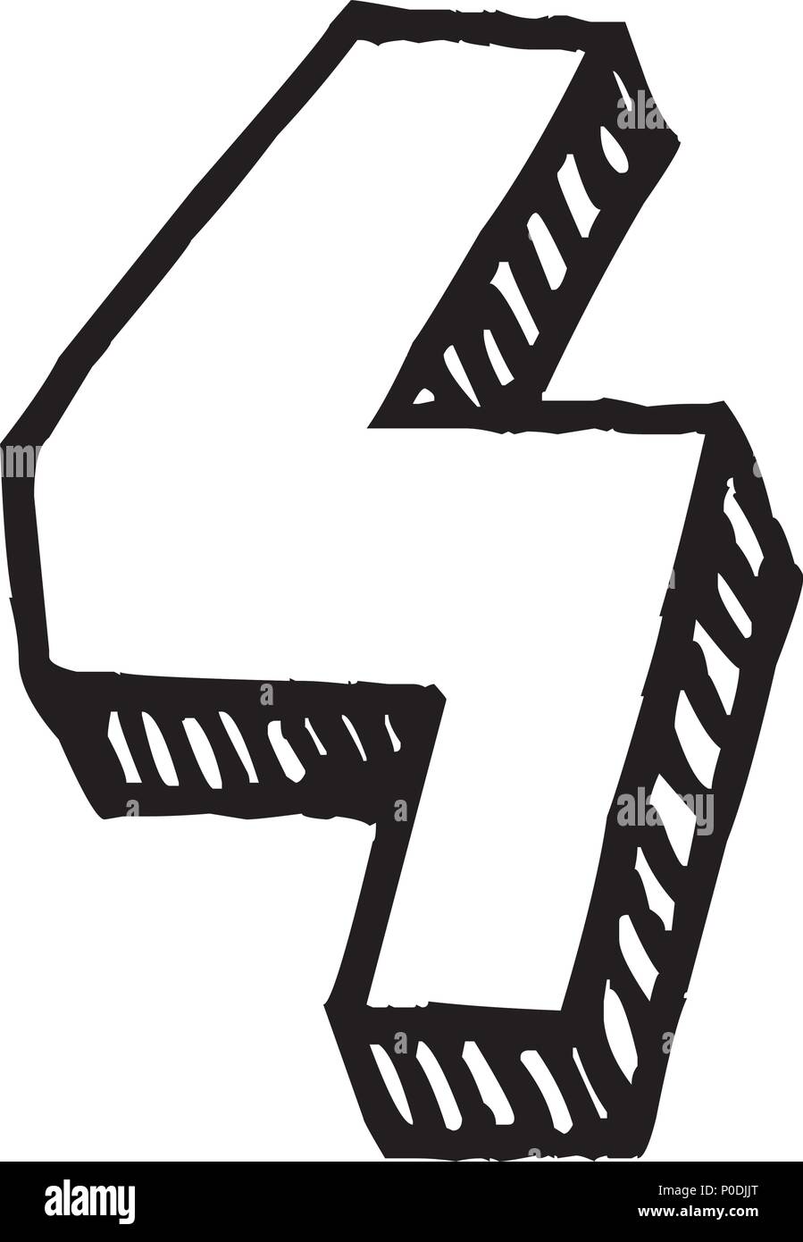 Nummer vier Symbol auf weißem Hintergrund, Vector Illustration Stock ...