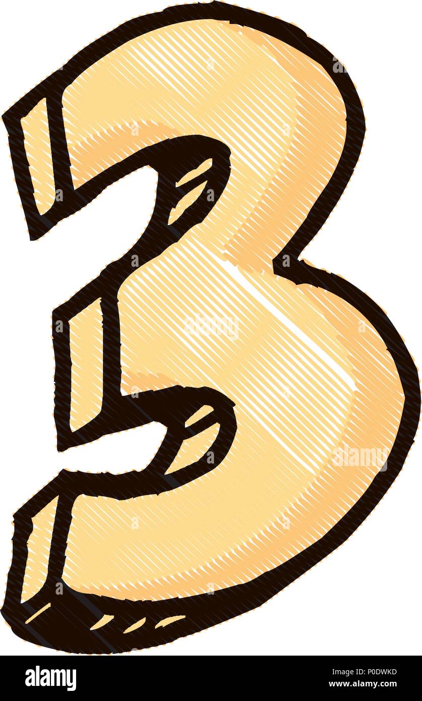 Bunte Nummer drei Symbol auf weißem Hintergrund, Vector Illustration ...