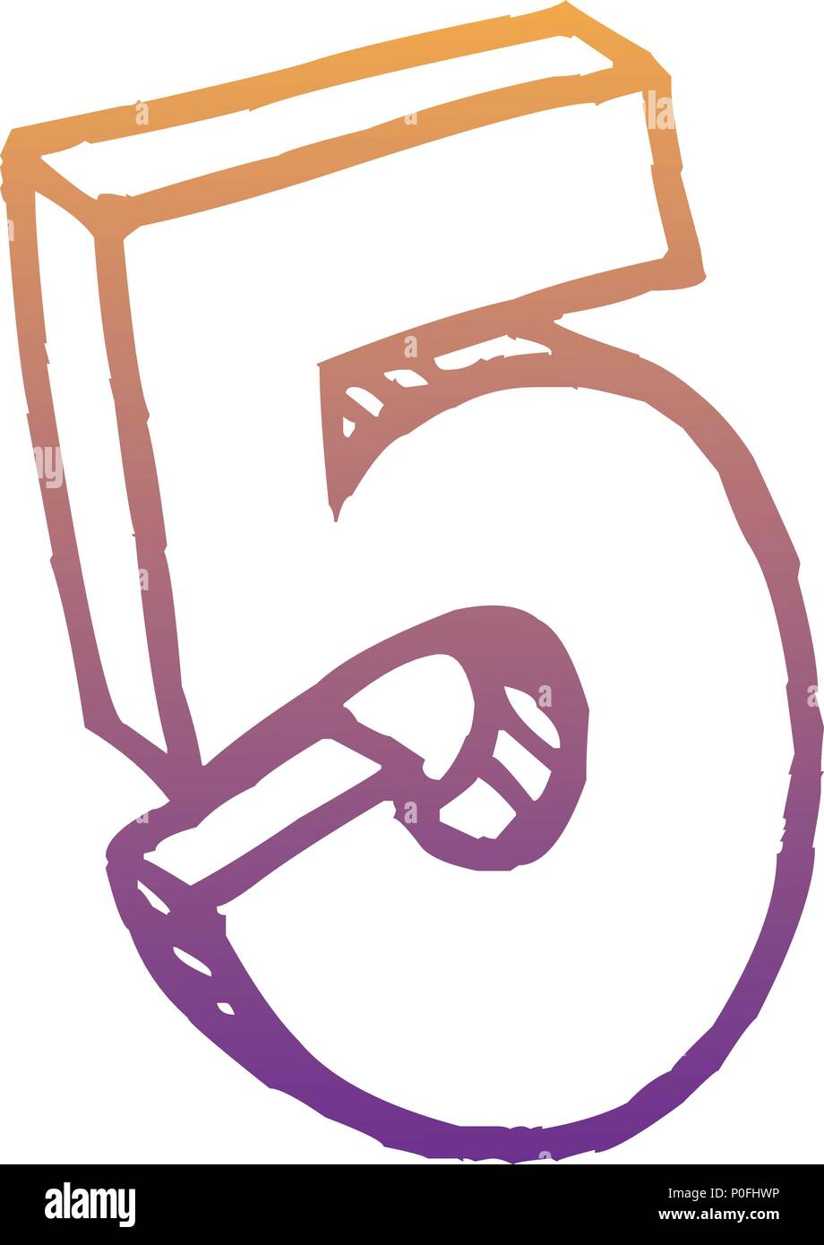 Nummer fünf Symbol auf weißem Hintergrund, Vector Illustration Stock ...
