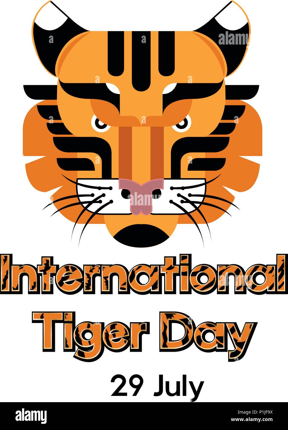 Internationale Tiger Tag Plakat Vorlage mit Tiger Kopf. Vector ...
