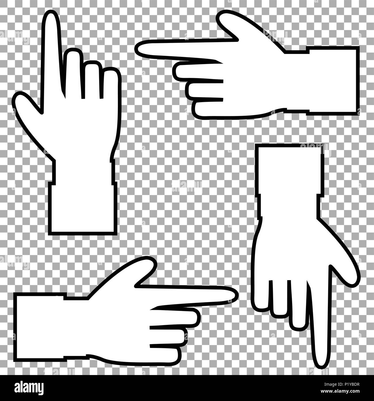 Weiße Silhouette von Hand mit zeigen oder zeigen in verschiedenen ...