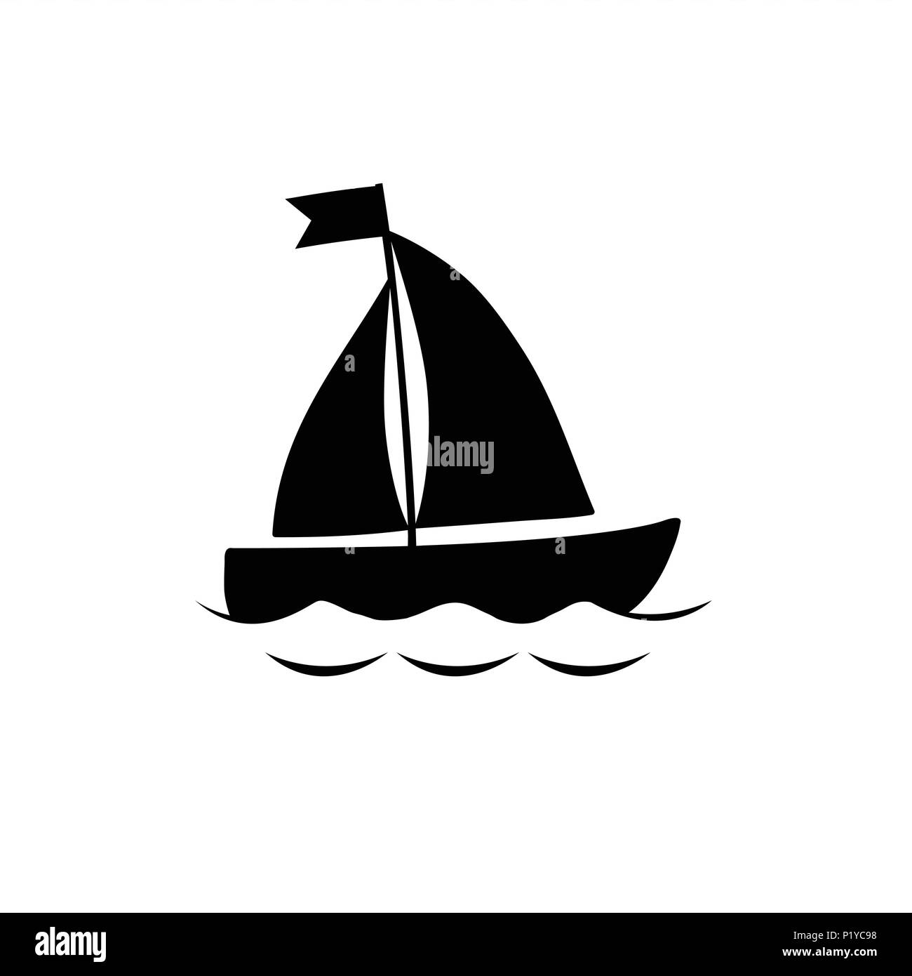 Vektor schwarze Silhouette Abbildung: Segelschiff Transport schwimmend ...