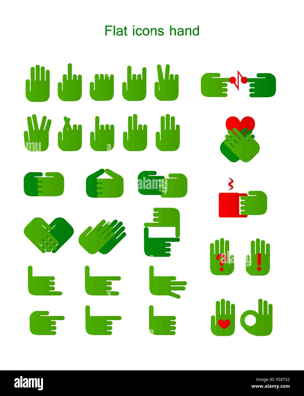 Flache Symbole Hand. Vector Illustration Stock-Vektorgrafik - Alamy