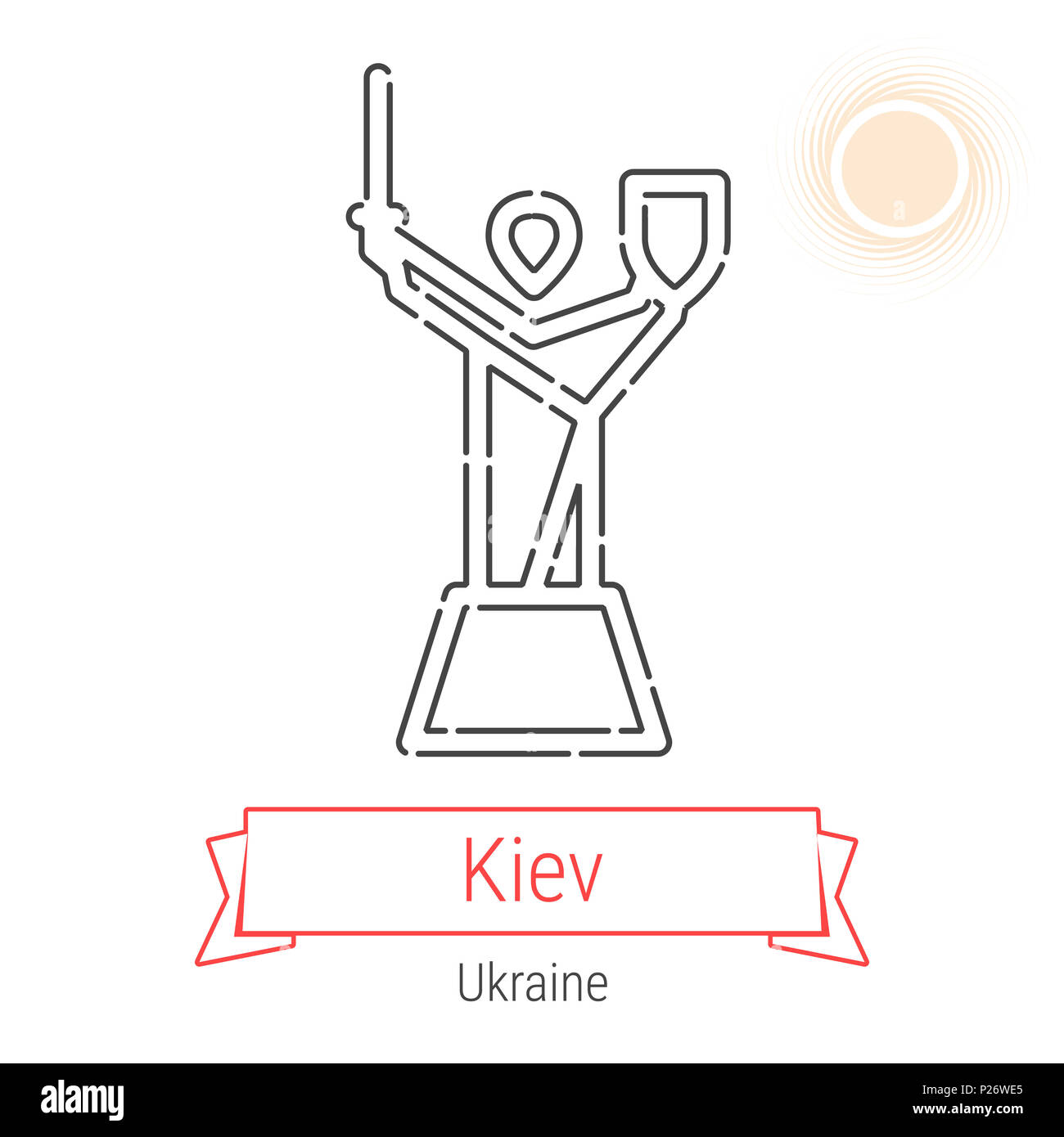 Kiew, Ukraine Symbol Leitung mit roter Schleife isoliert auf Weiss ...