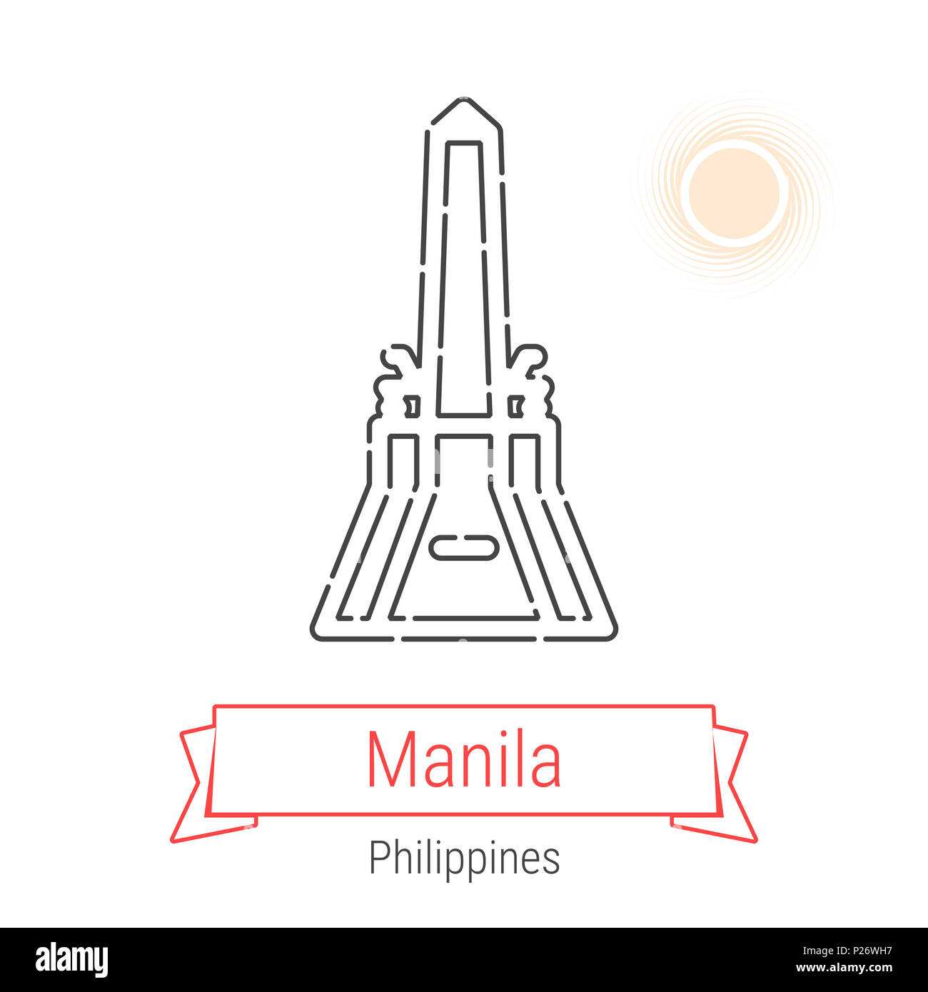 Manila, Philippinen Symbol Leitung mit roter Schleife isoliert auf ...